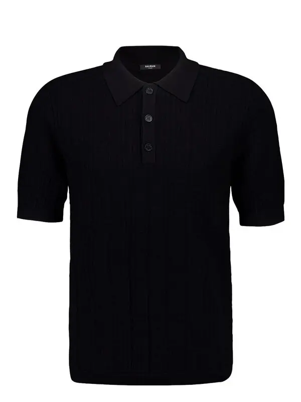 Balmain Monogram Knit Polo Shirt - Black