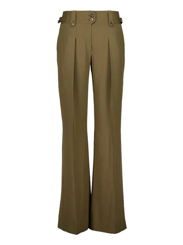 TOM FORD Pleated Crepe De Chine Wide Leg Trousers - Green