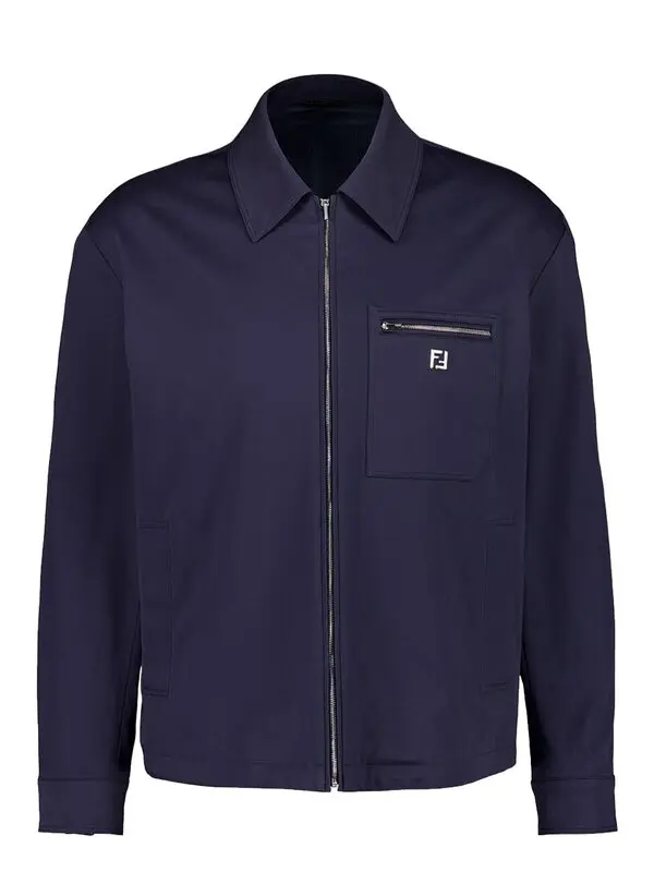 Fendi Gabardine Zip Blouson - Blue