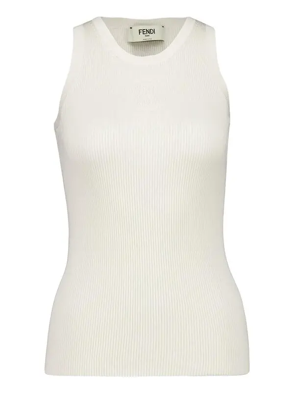Fendi Ribbed Silk-cotton Tank Top - White
