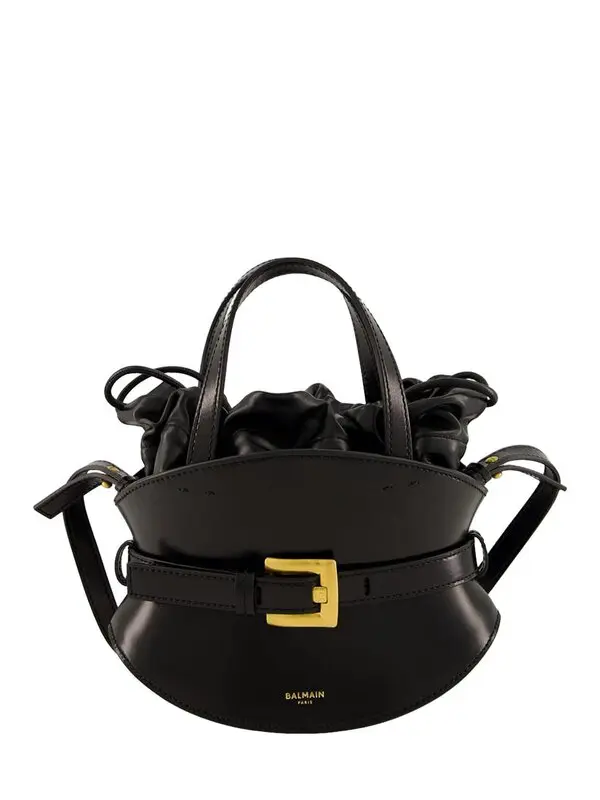 Balmain Shuffle Mini Leather Bag - Black