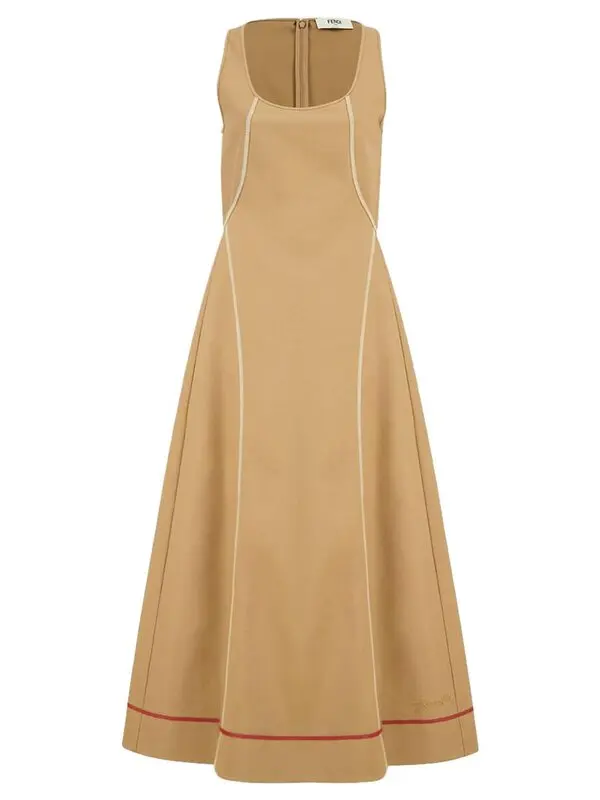 Fendi Sleeveless Flared Cotton Dress - Red
