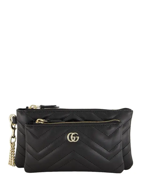 Gucci Gg Marmont Small Pouch With Chain - Black