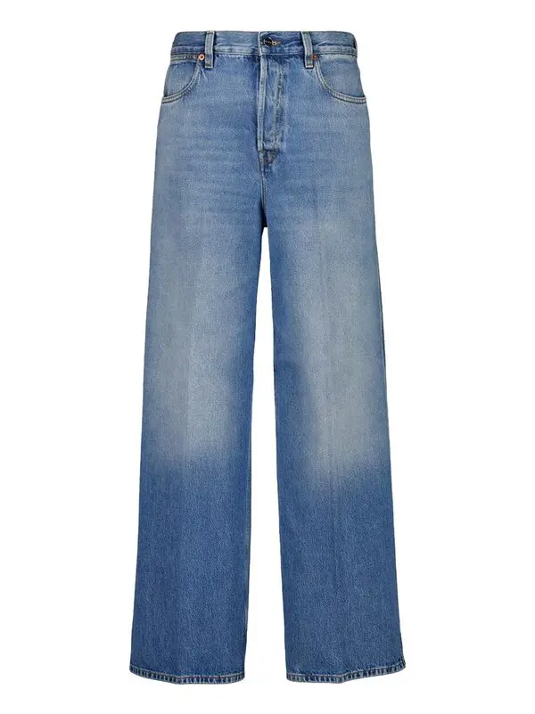 Gucci Light Stonewashed Denim Wide-leg Trousers - Blue