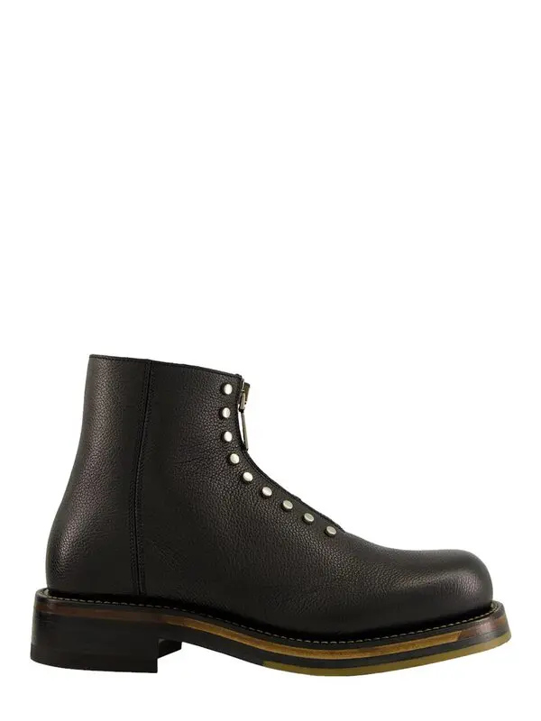 Alexander McQueen Calf Leather Maker Zip Boots - Black