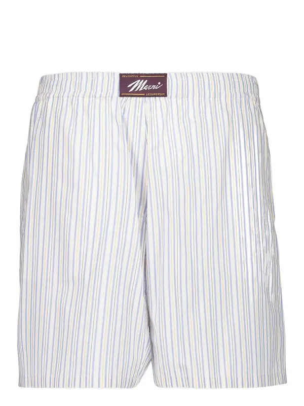 Marni Striped Organic Cotton Poplin Bermuda Shorts - Blue