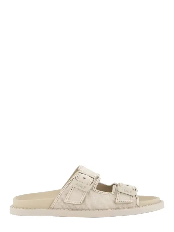 Fendi Nubuck Leather Sandals With Ff Motif - Beige