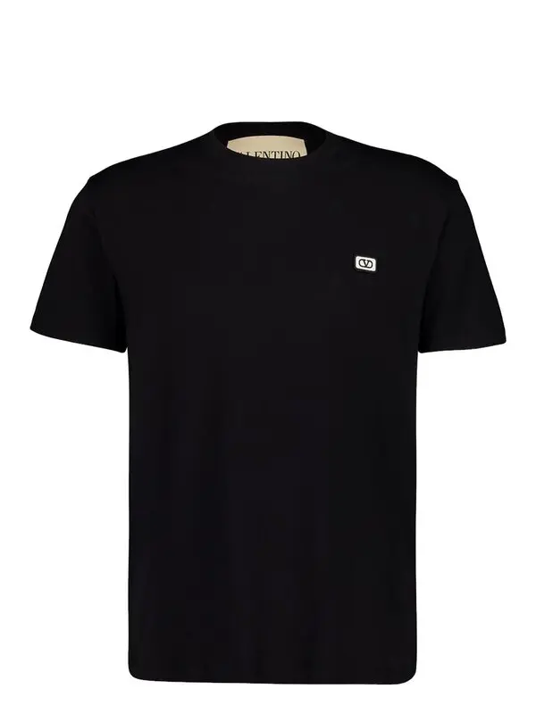 Valentino Garavani Cotton Jersey T-shirt With Vlogo Patch - Black