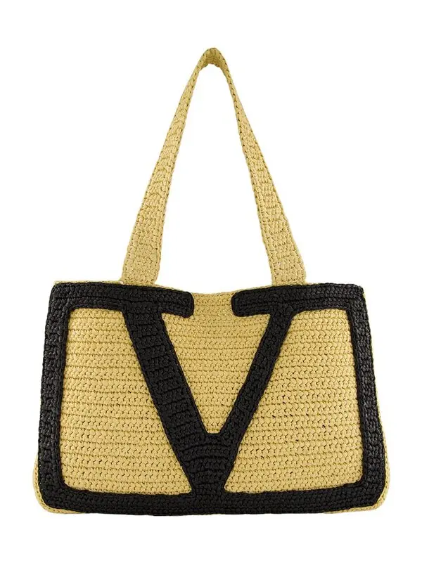 Valentino Garavani Viva Superstar Large Raffia Tote Bag - Beige