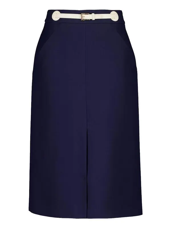 Valentino Garavani Midi Skirt With Leather Belt - Blue