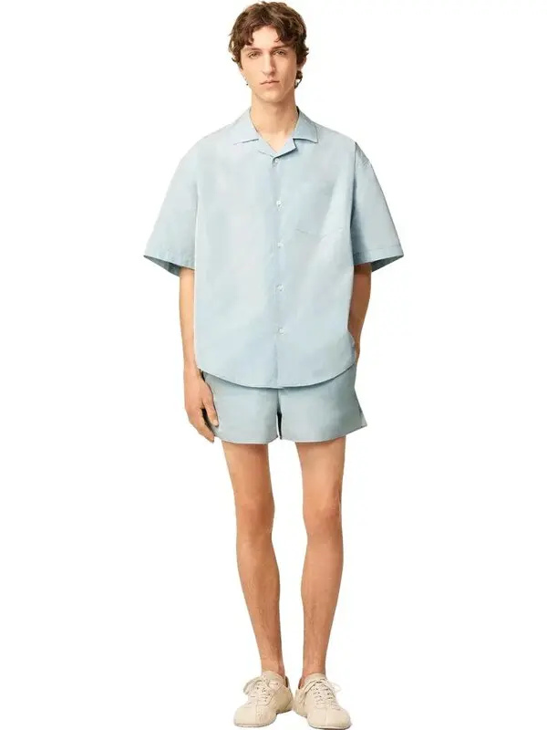 Ami Sky Taffeta Boxy Short-sleeved Shirt - Blue