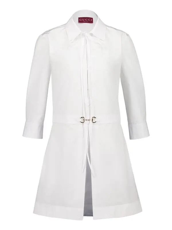 Gucci Shirt Dress With Horsebit Detail - White
