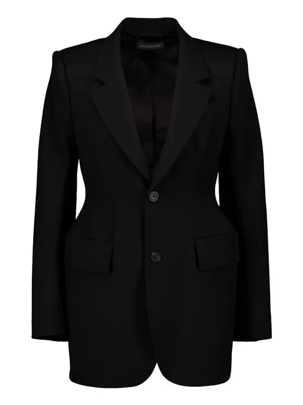 Balenciaga Wool Twill Hourglass Jacket - Black