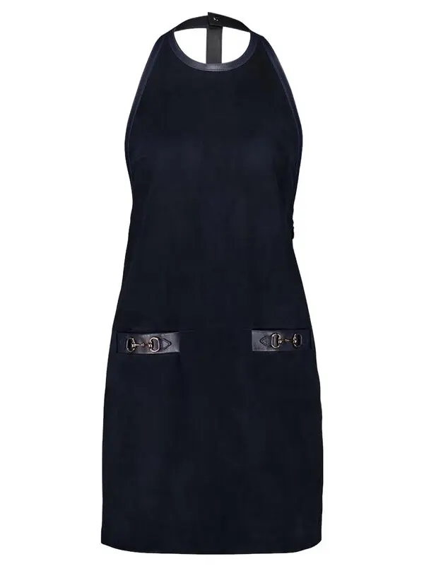 Gucci Halterneck Suede Dress - Blue