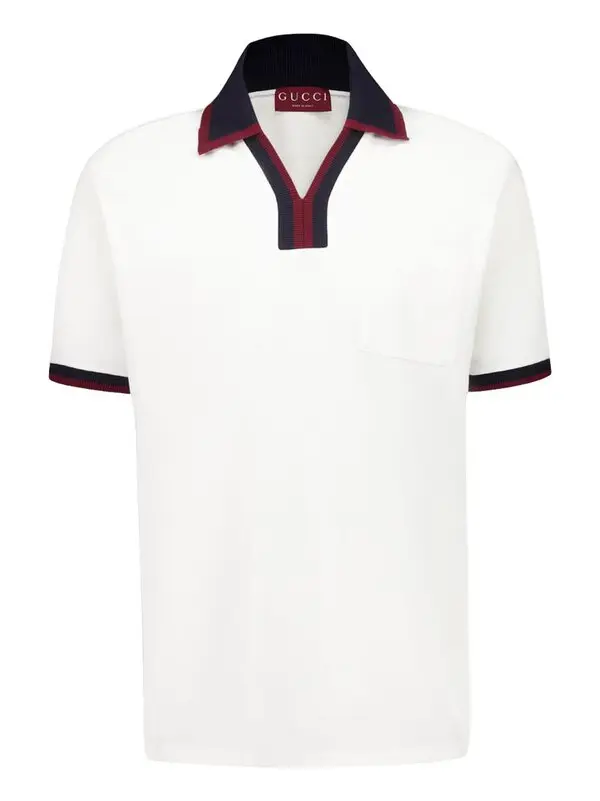 Gucci White Cotton Piqué Polo With Contrast Trim - Multicolour