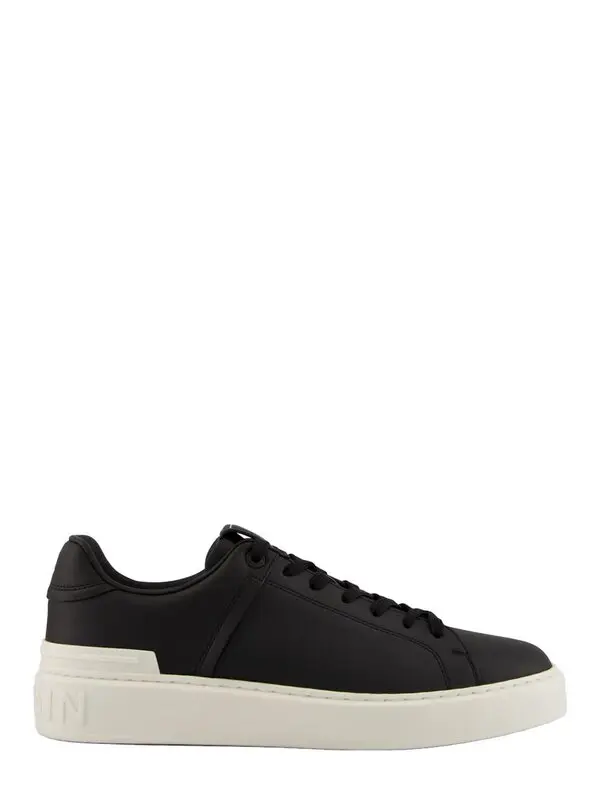 Balmain B-court Calfskin Trainers - Black