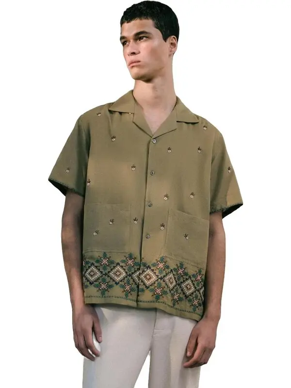 BAZISZT Khaki Pistachio Shirt - Green