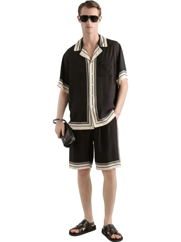 Dolce & Gabbana Silk Hawaii Logo Shirt - Black