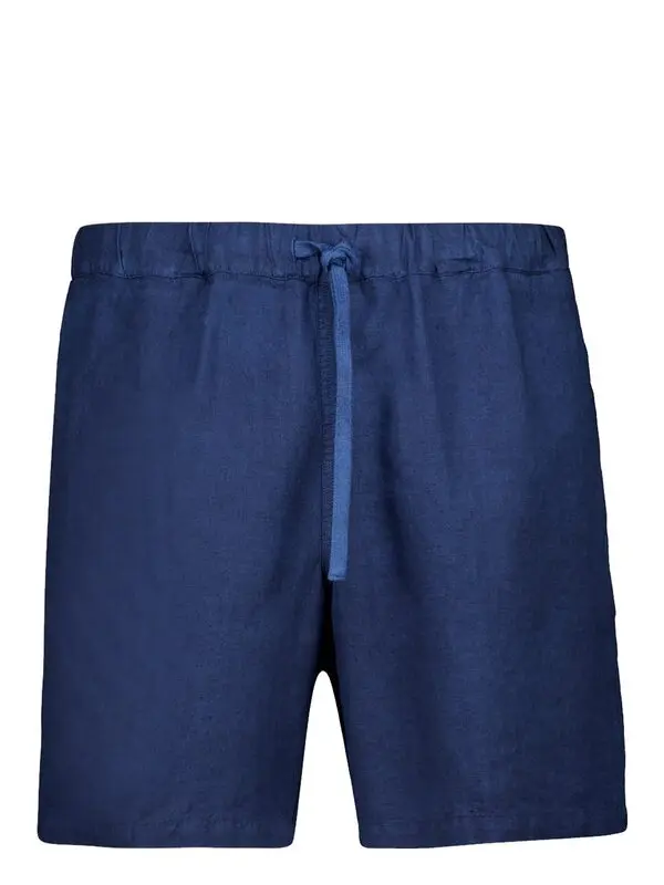 120% Lino Linen Bermuda Shorts - Blue