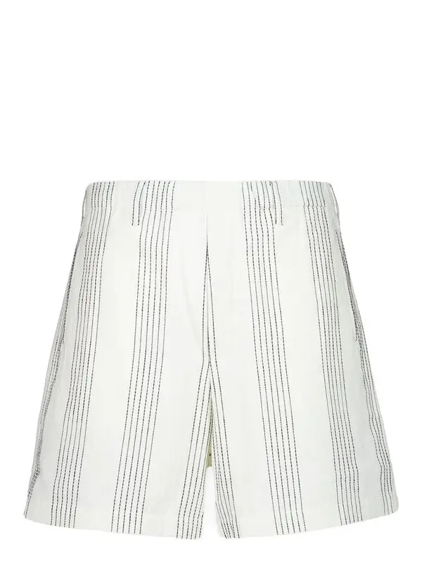 Commas Off-textured Stripe Resort Shorts - White