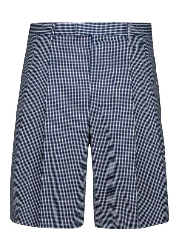 Givenchy Checked Double Pleat Bermuda Shorts - Blue