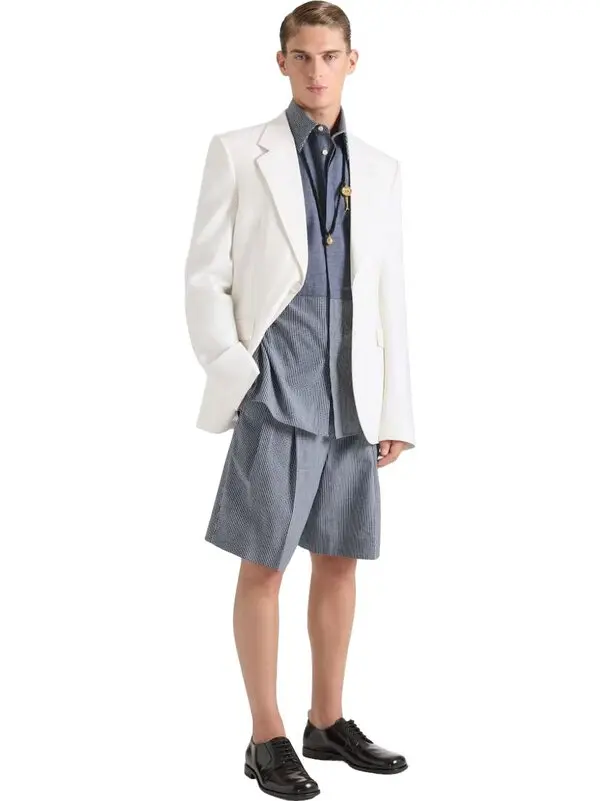 Givenchy Checked Double Pleat Bermuda Shorts - Blue