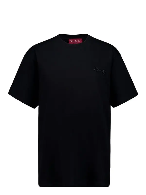 Gucci Cotton T-shirt With Horsebit Beads - Black