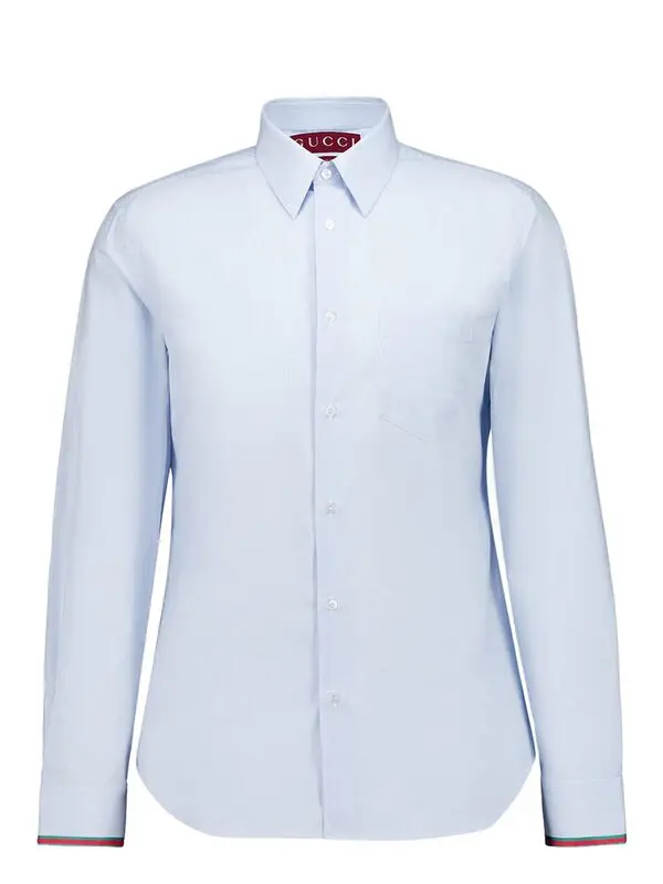 Gucci Light Striped Cotton Shirt With Web - Blue