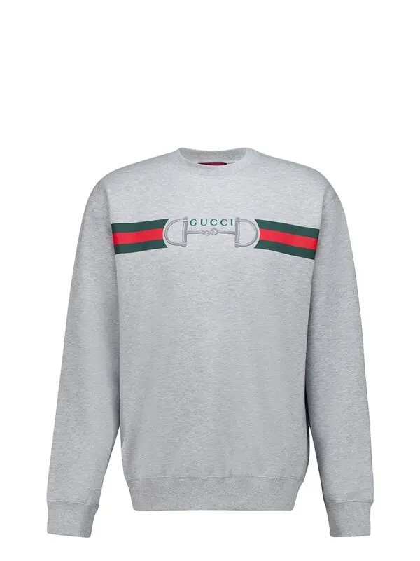 Gucci Sweatshirt With Web And Horsebit - Grey
