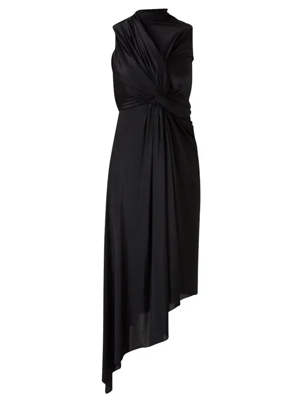 Balenciaga Draped Sleeveless Midi Dress - Black