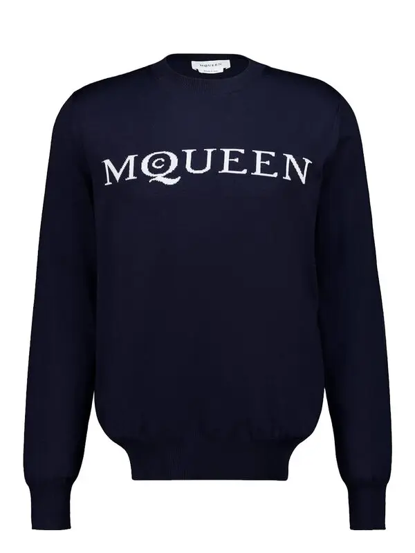 Alexander McQueen Logo Wool Jumper - Blue