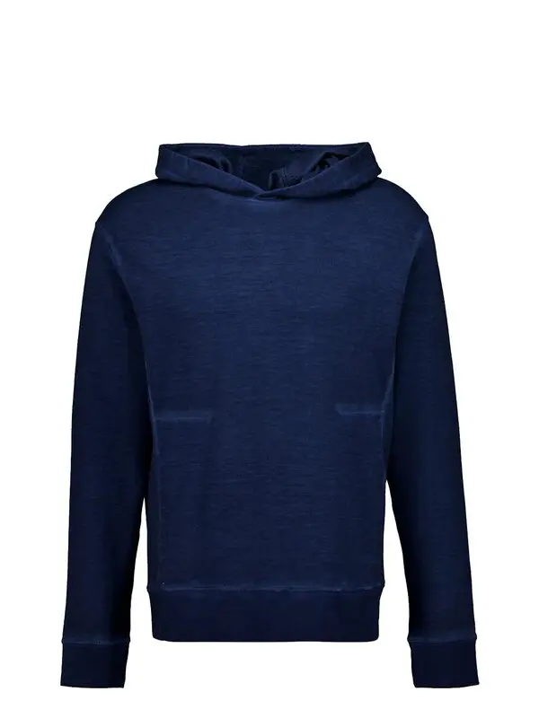 120% Lino Hooded Linen Sweatshirt - Blue
