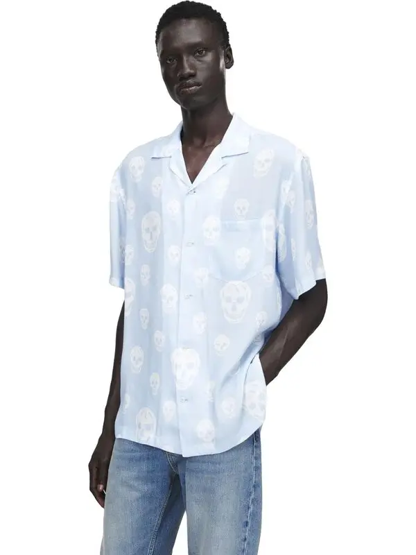 Alexander McQueen Light Skull Print Hawaiian Shirt - Blue