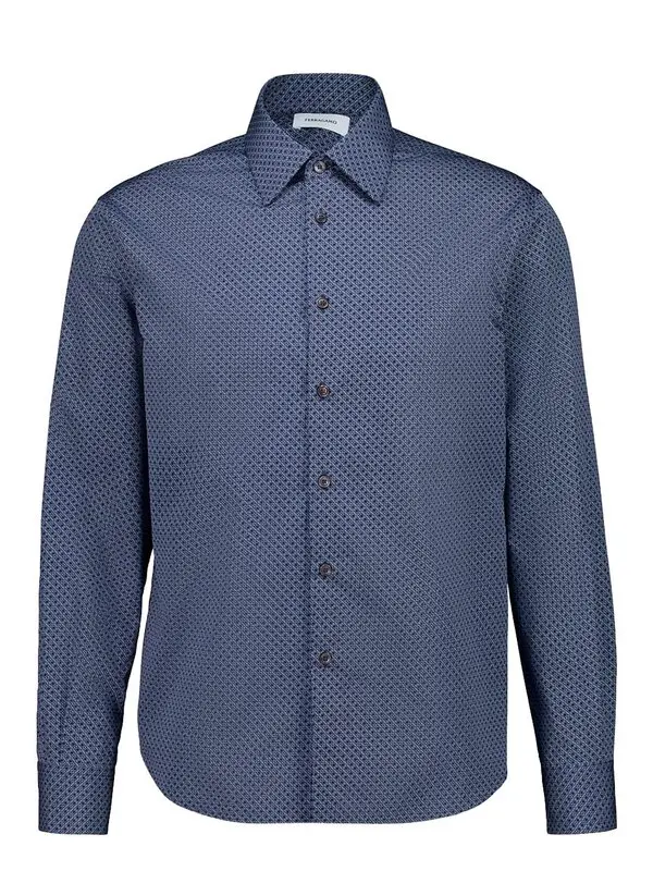 FERRAGAMO Navy Monogram Shirt - Blue