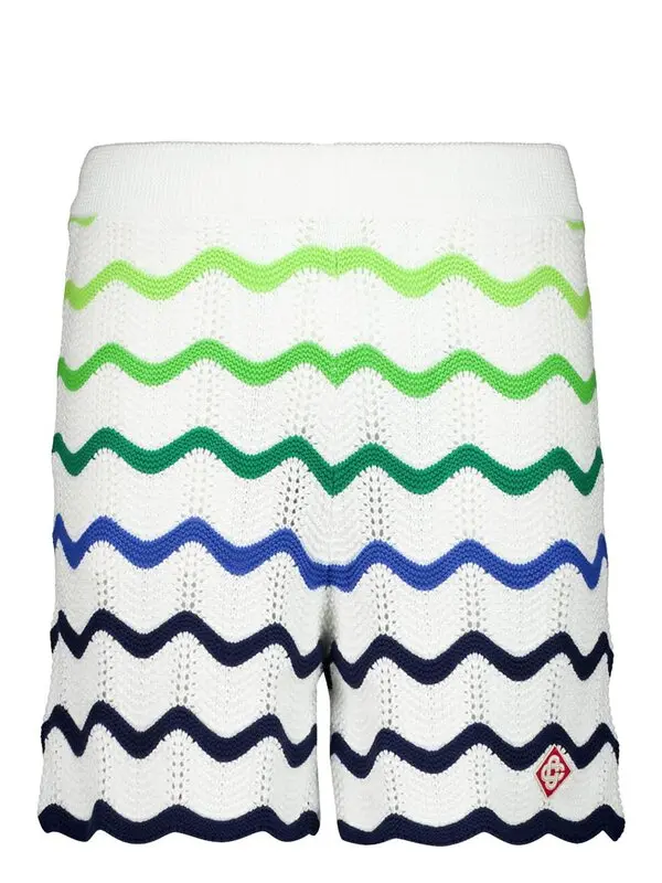 Casablanca Wave Knit Cotton Shorts - Multicolour