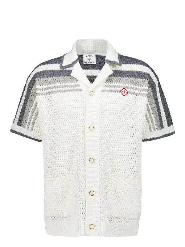 Casablanca White And Grey Tennis Crochet Shirt - Multicolour