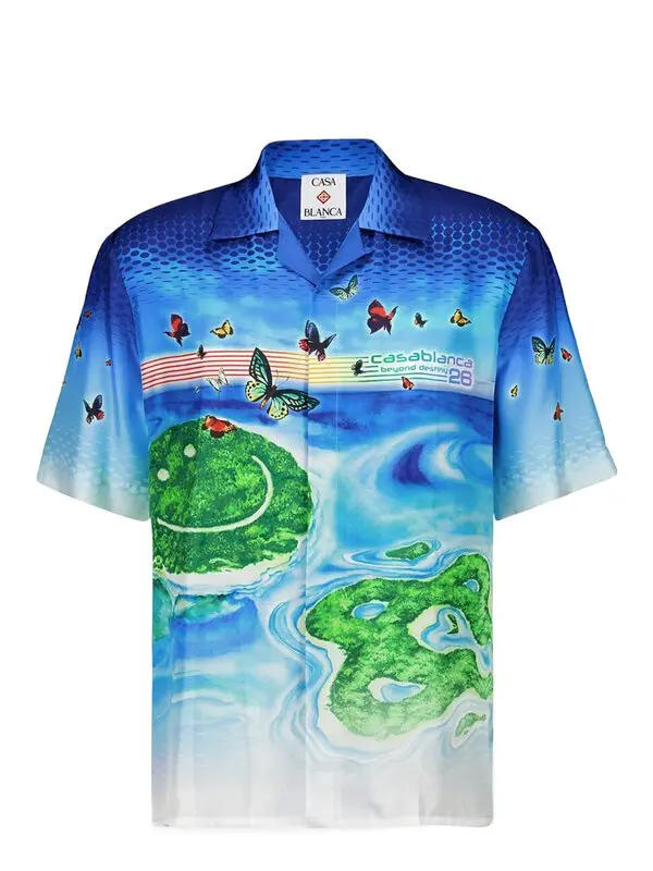 Casablanca Beyond Destiny Silk Short-sleeve Shirt - Blue