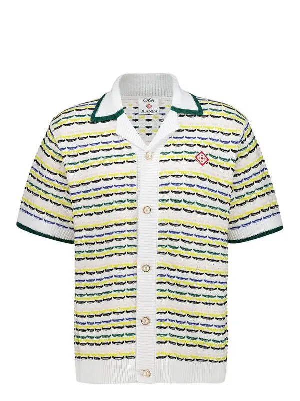 Casablanca Yellow And Green Tuck Stitch Cotton Button-up Shirt - Multicolour