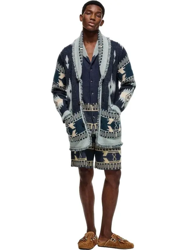 Alanui Arbour-light Icon Jacquard Cashmere Cardigan - Blue