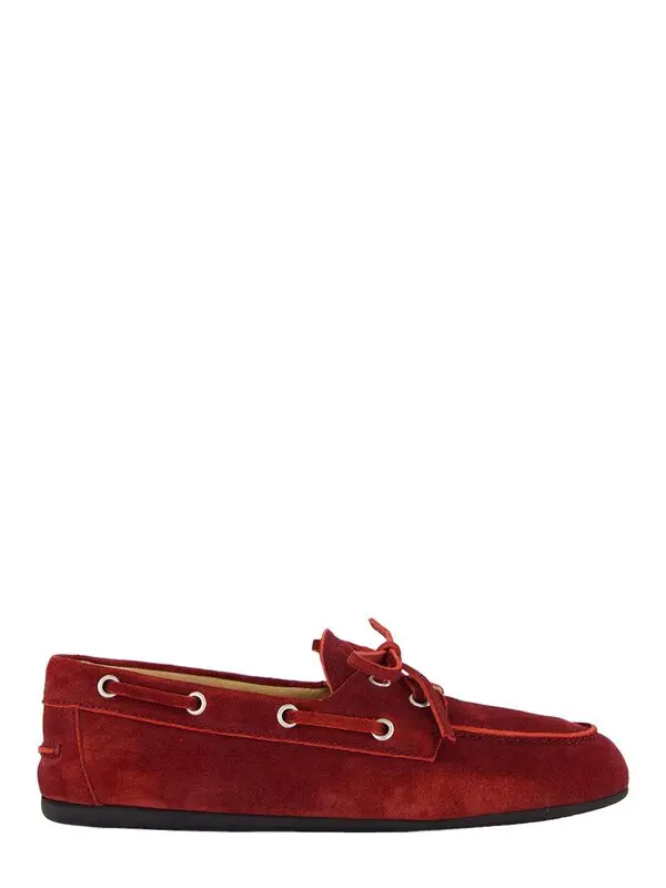 Miu Miu Calf Leather Moccasins With Laces - Red