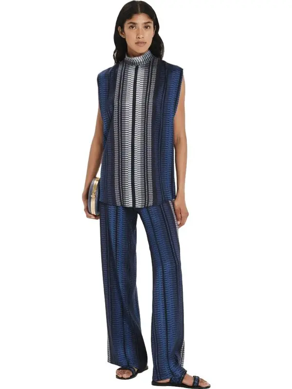 Zeus+dione Kymo Backless Jacquard Silk Top - Blue