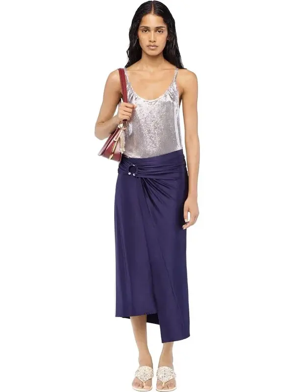 Rabanne Piercing Detail Midi Skirt - Blue