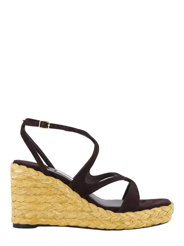 JIMMY CHOO Ayla 85 Suede Wedge Sandals - Brown