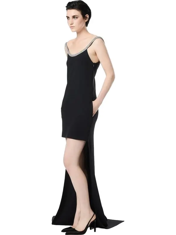 TOM FORD Crystal Embroidered Asymmetric Cocktail Dress - Black