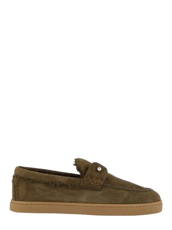 CHRISTIAN LOUBOUTIN Bronzo Chambeliboat Shearling Boat Shoes - Brown