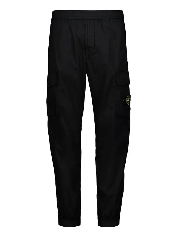 Stone Island Stretch Cotton Cargo Trousers - Black