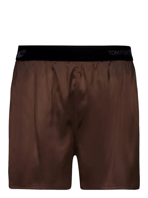 TOM FORD Stretch Silk Satin Pj Shorts - Brown
