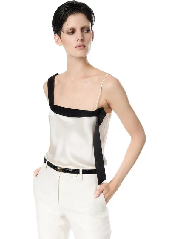 TOM FORD Silk Camisole With Tuxedo Band - White