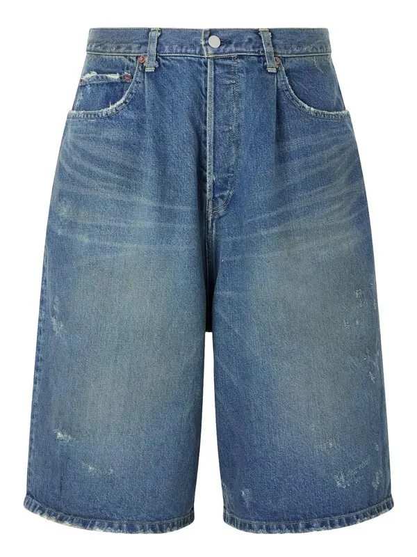 SSSTEIN Straight-leg Denim Shorts - Blue