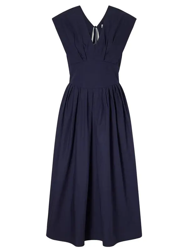 Rosie Assoulin In Full Bloom Gathered Cotton-taffeta Midi Dress - Blue